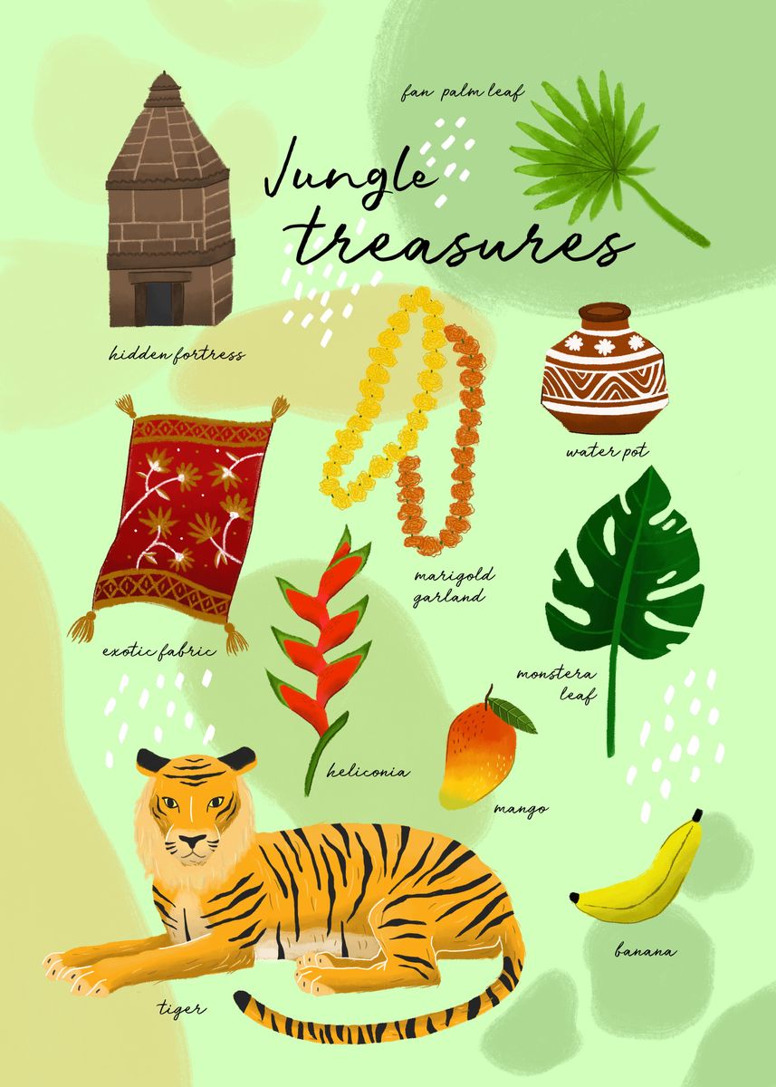 'Jungle Treasures' Poster, picture, metal print, paint by Susana ...