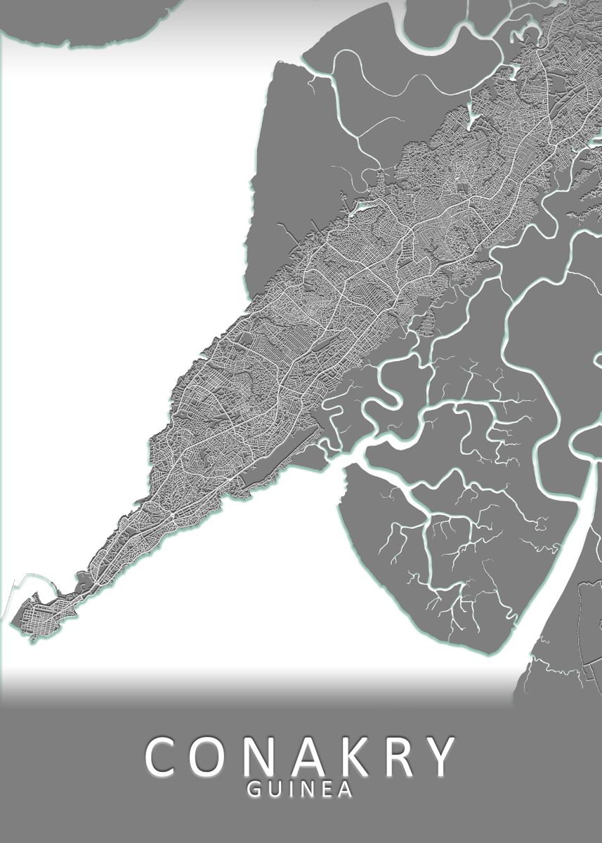 'Conakry Guinea City map' Poster, picture, metal print, paint by City ...