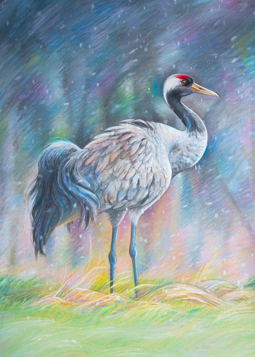 'Pastel Birds japanese cra' Poster, picture, metal print, paint by ...