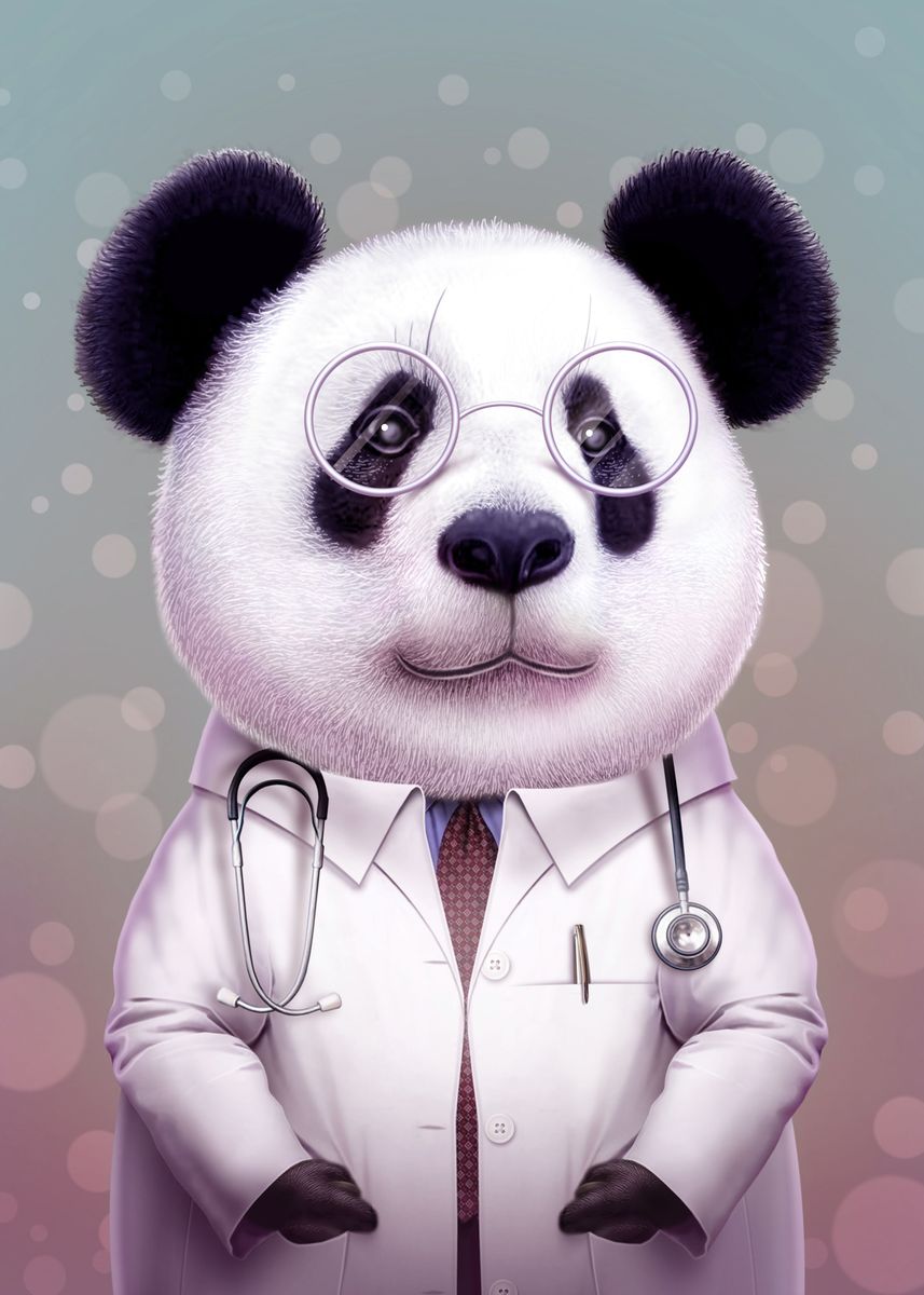 'DOCTOR PANDA' Poster, picture, metal print, paint by Adam Lawless ...