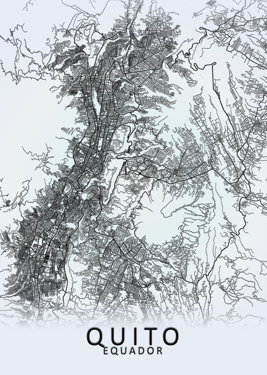 'Quito Equador City Map' Poster, picture, metal print, paint by City ...