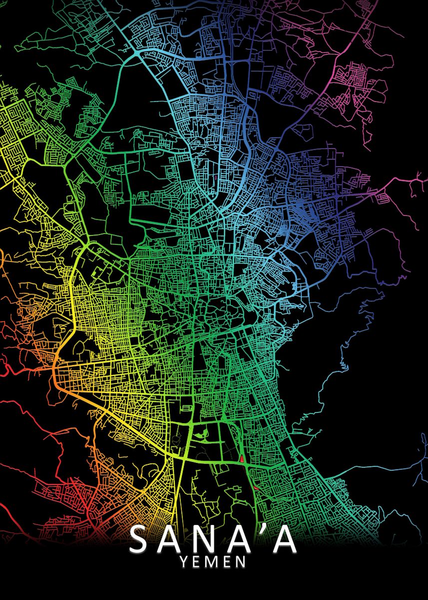 'Sanaa Yemen City Map' Poster by City Map Art Prints | Displate