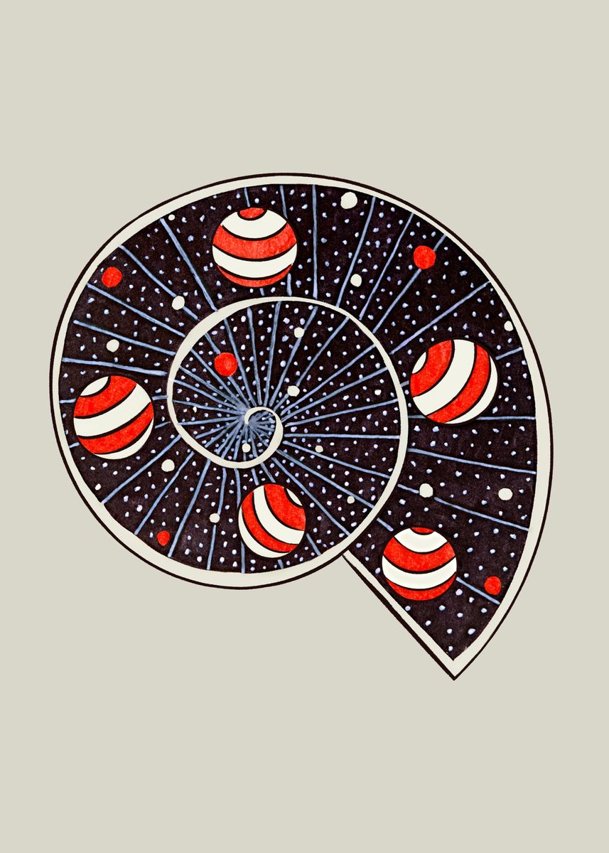 'Spiral Galaxy Snail With B' Poster, picture, metal print, paint by ...