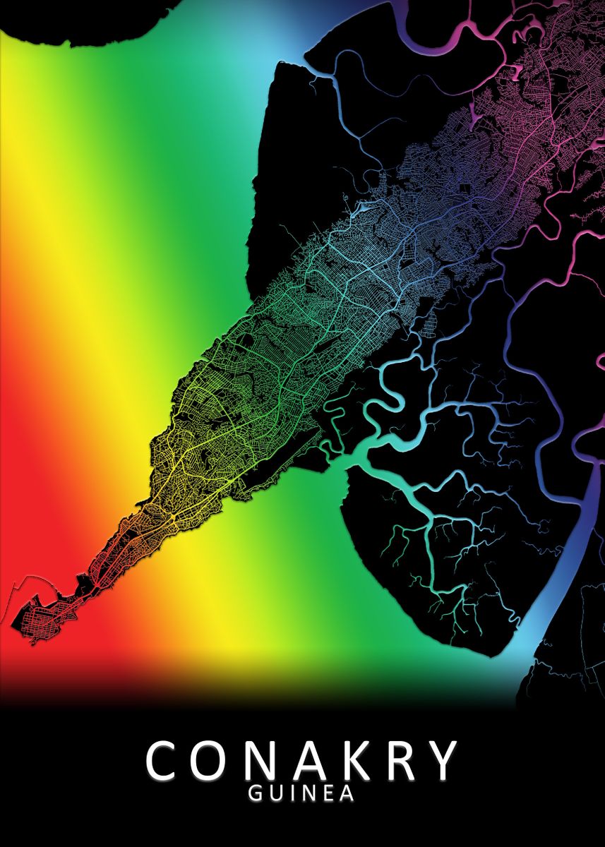 'Conakry Guinea City map' Poster by City Map Art Prints | Displate