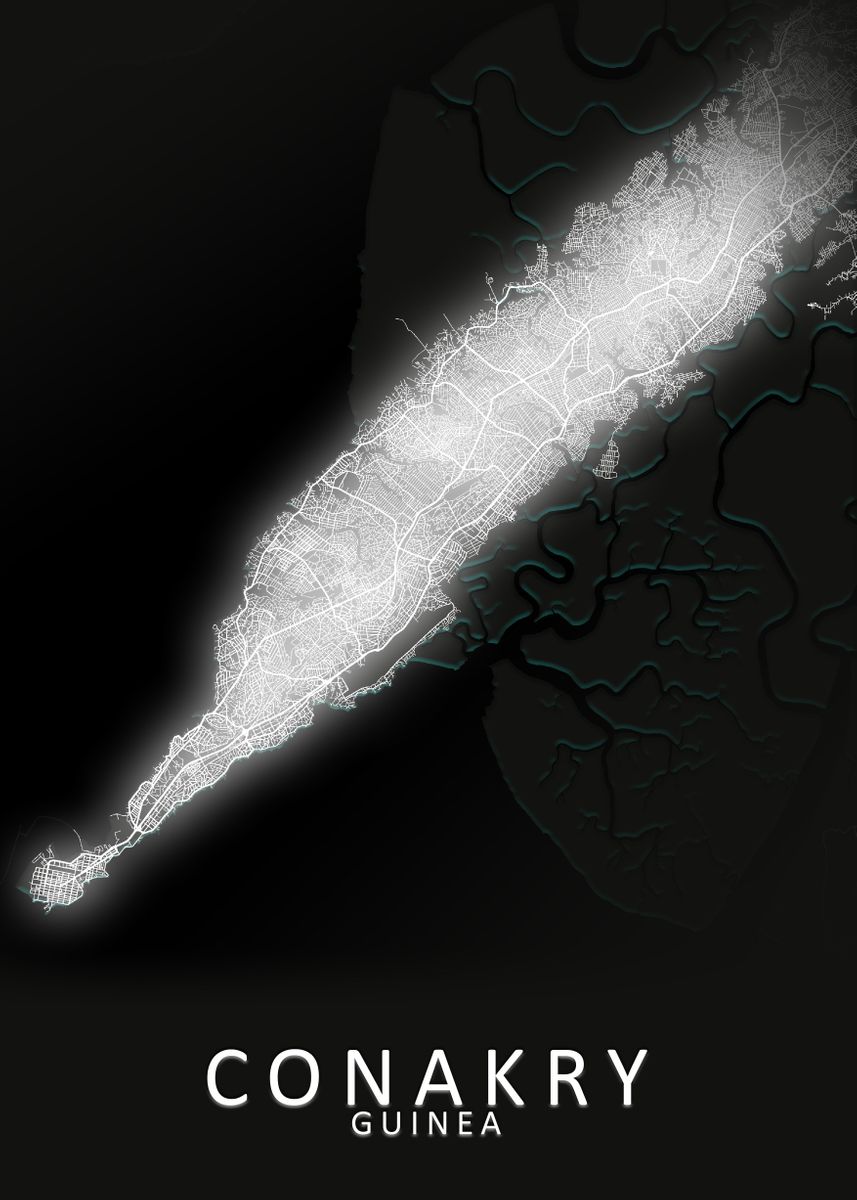 'Conakry Guinea City map' Poster by City Map Art Prints | Displate