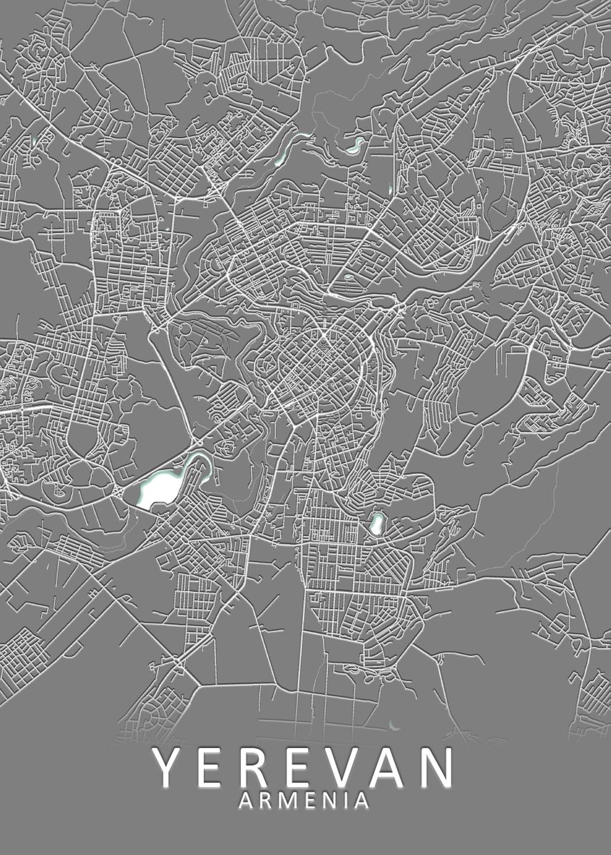 'Yerevan Armenia City Map' Poster, picture, metal print, paint by City ...
