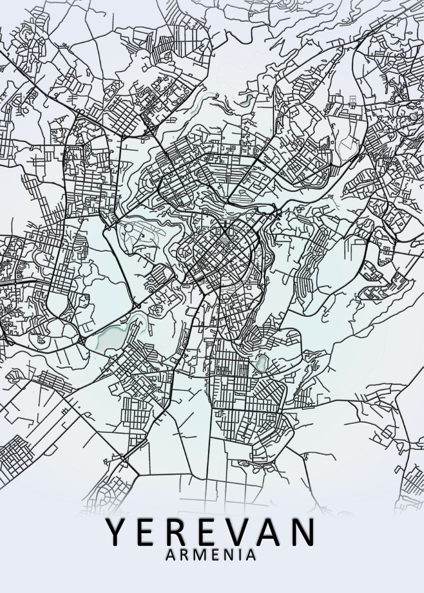 'Yerevan Armenia City Map' Poster, picture, metal print, paint by City ...