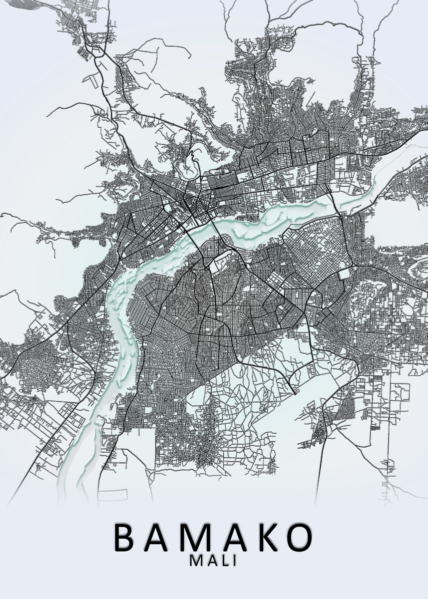 'Bamako Mali City Map' Poster, picture, metal print, paint by City Map ...