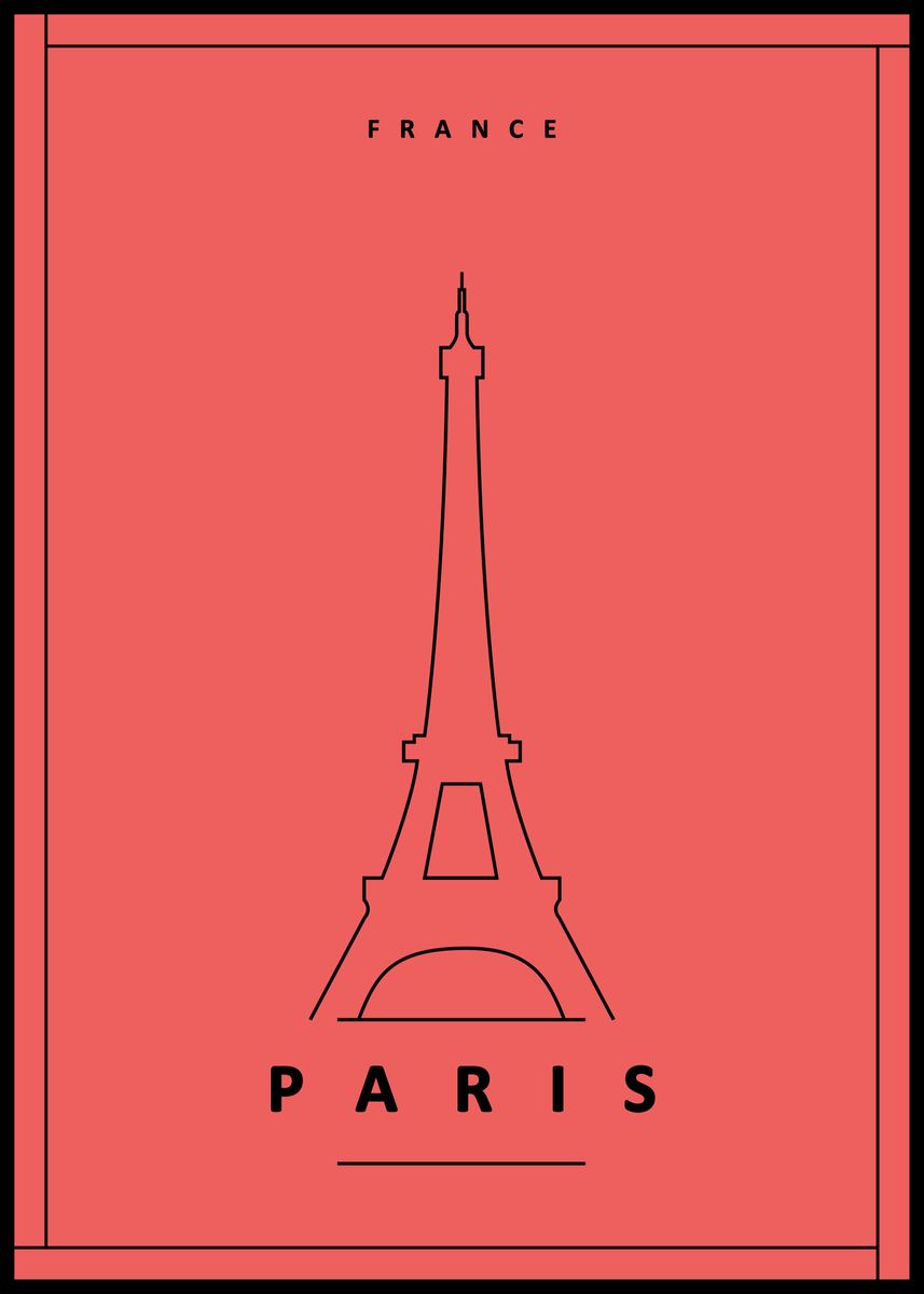 'PARIS MINIMALIST ILLUSTRAT' Poster, picture, metal print, paint by ...