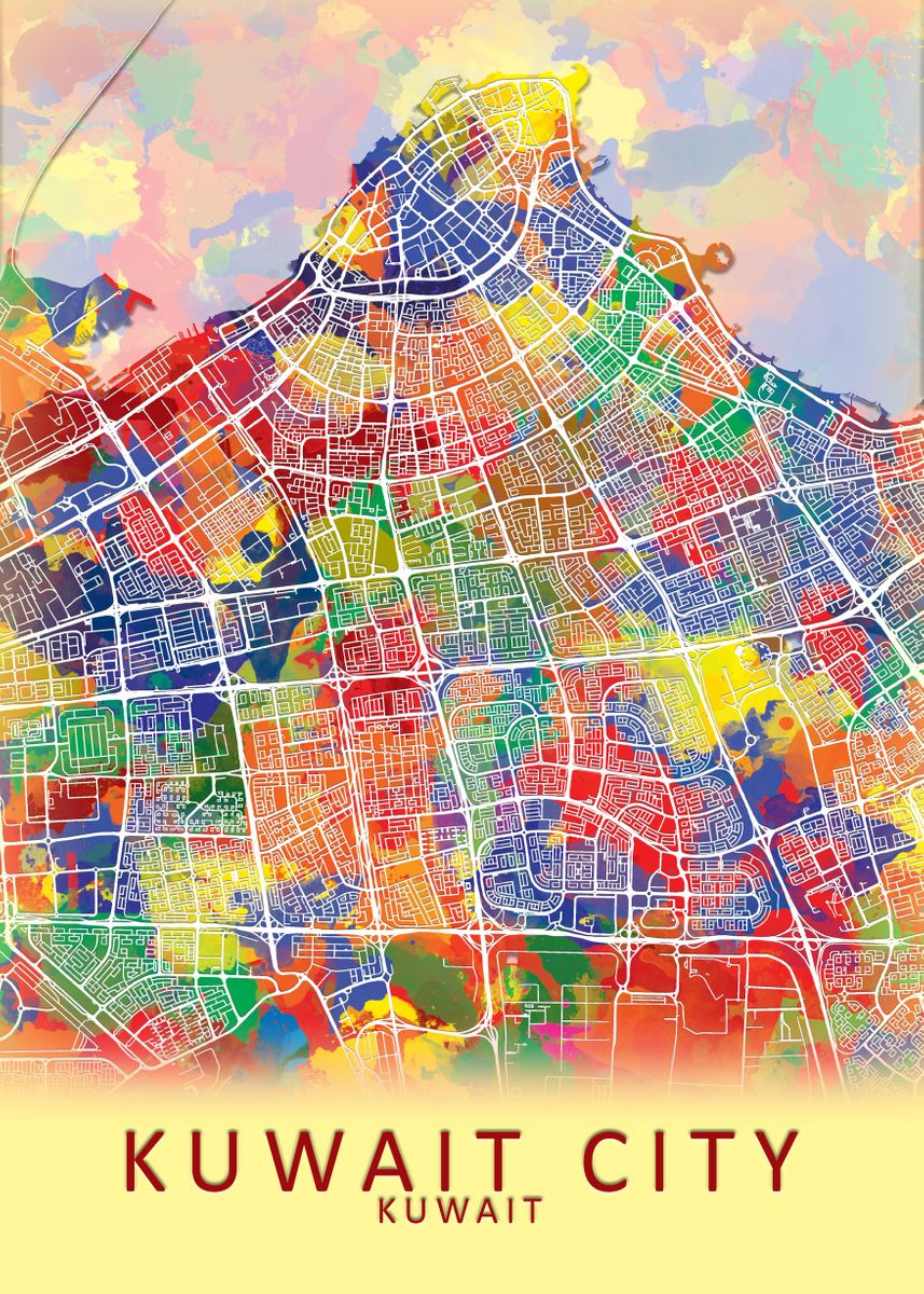 'Kuwait City Map' Poster, picture, metal print, paint by City Map Art ...