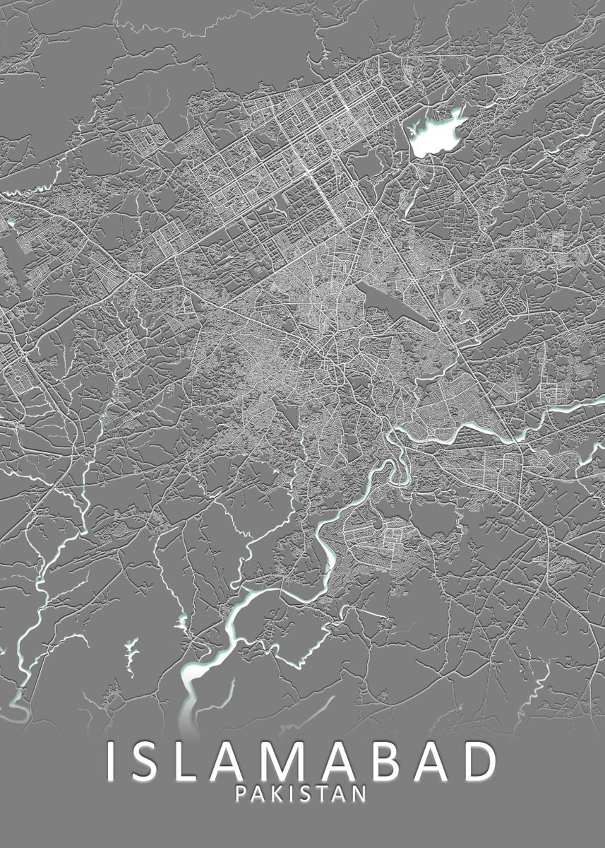 'Islamabad Pakistan CityMap' Poster, picture, metal print, paint by ...
