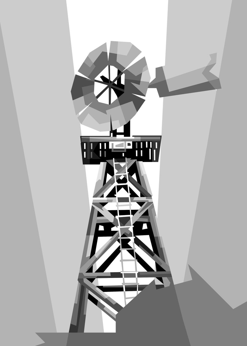 'windmill' Poster, picture, metal print, paint by Rizky Dwi | Displate