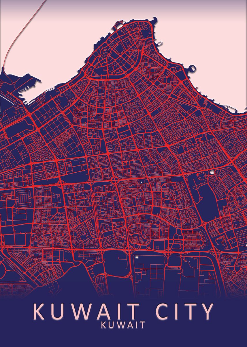 'Kuwait City Map' Poster, picture, metal print, paint by City Map Art ...