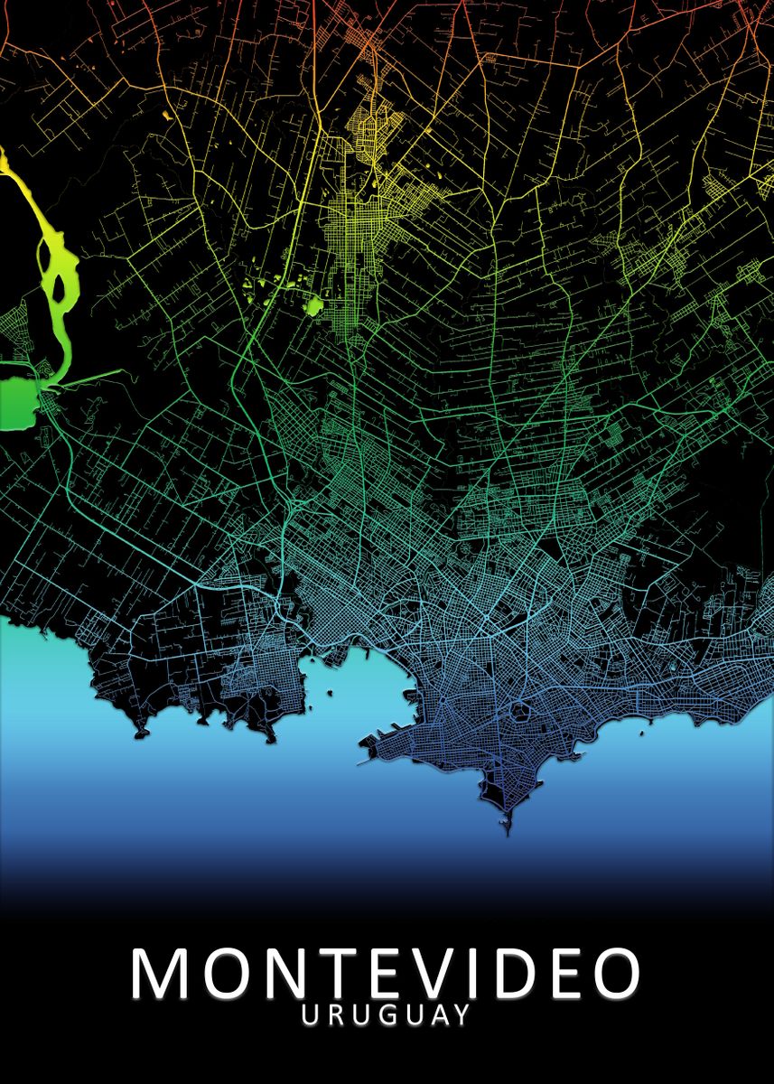 'Montevideo Uruguay Map' Poster by City Map Art Prints | Displate