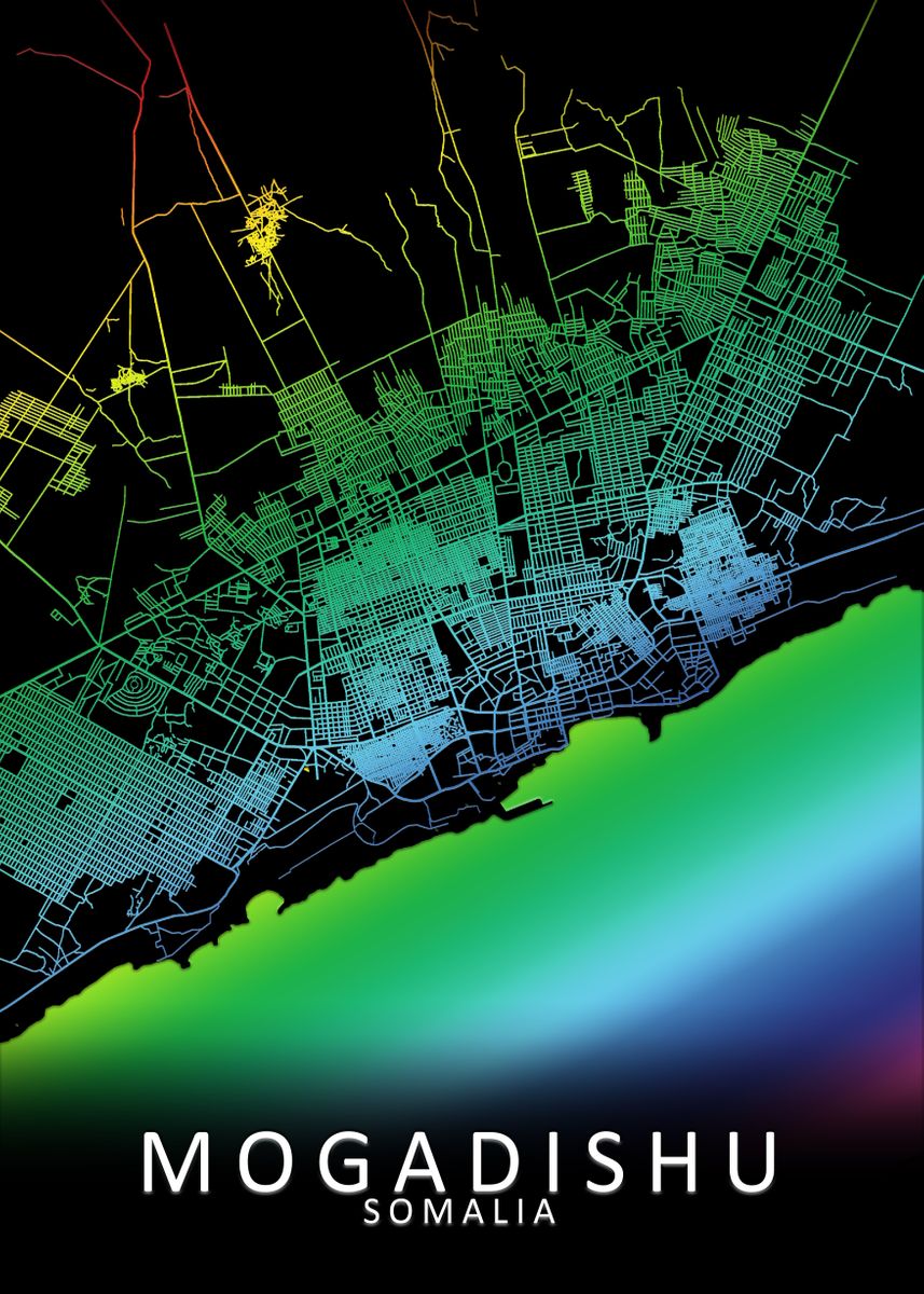 'Mogadishu Somalia City Map' Poster by City Map Art Prints | Displate