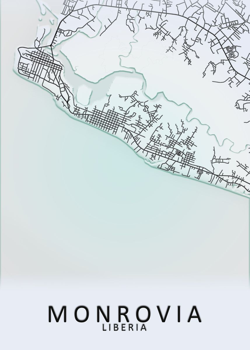 'Monrovia Liberia City Map' Poster, picture, metal print, paint by City ...