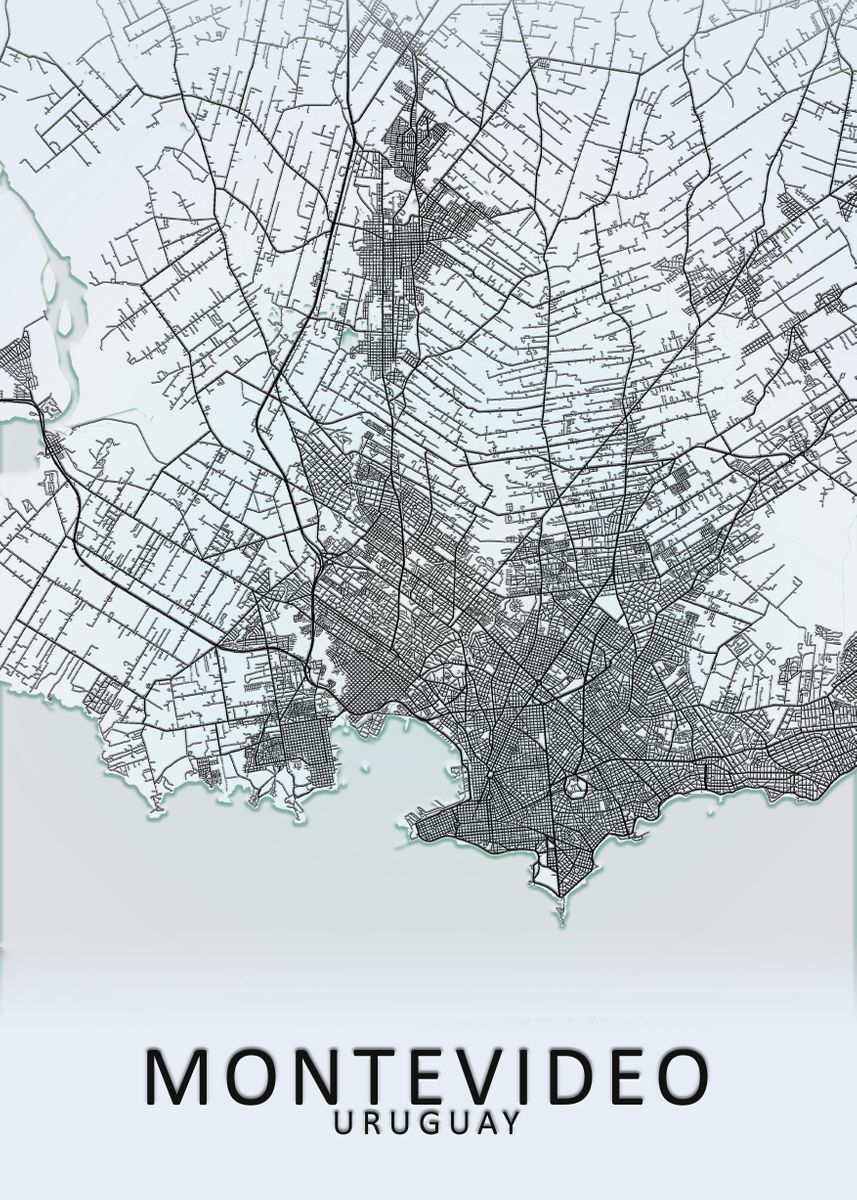 'Montevideo Uruguay Map' Poster by City Map Art Prints | Displate