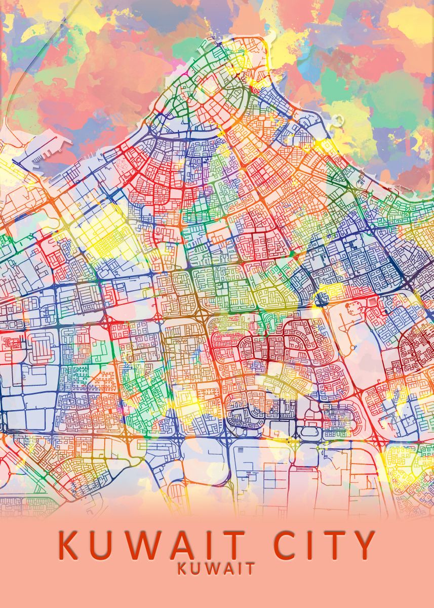 'Kuwait City Map' Poster, picture, metal print, paint by City Map Art ...