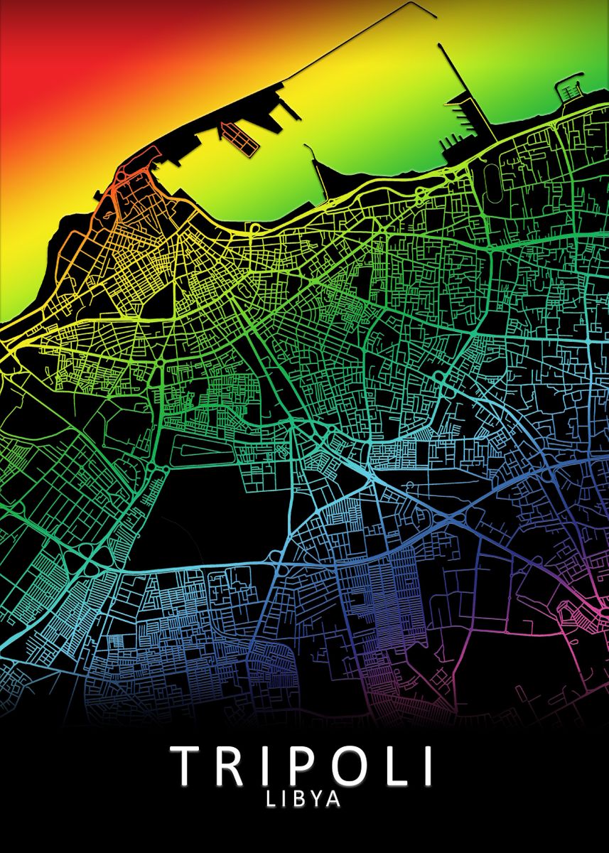 'Tripoli Libya City Map' Poster, picture, metal print, paint by City ...