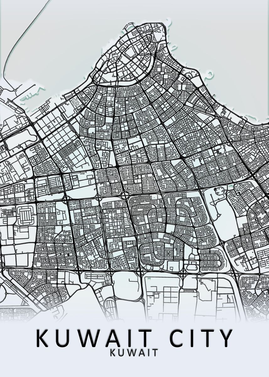'Kuwait City Map' Poster, picture, metal print, paint by City Map Art ...
