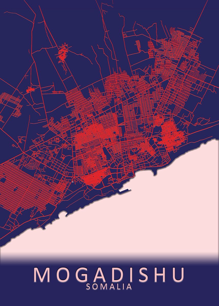'Mogadishu Somalia City Map' Poster by City Map Art Prints | Displate
