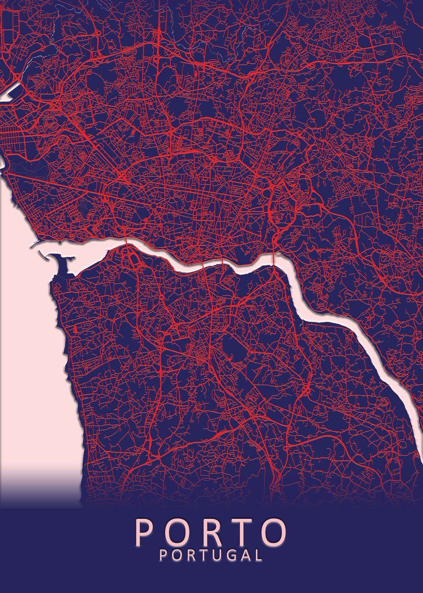 'Porto Portugal City Map' Poster by City Map Art Prints | Displate