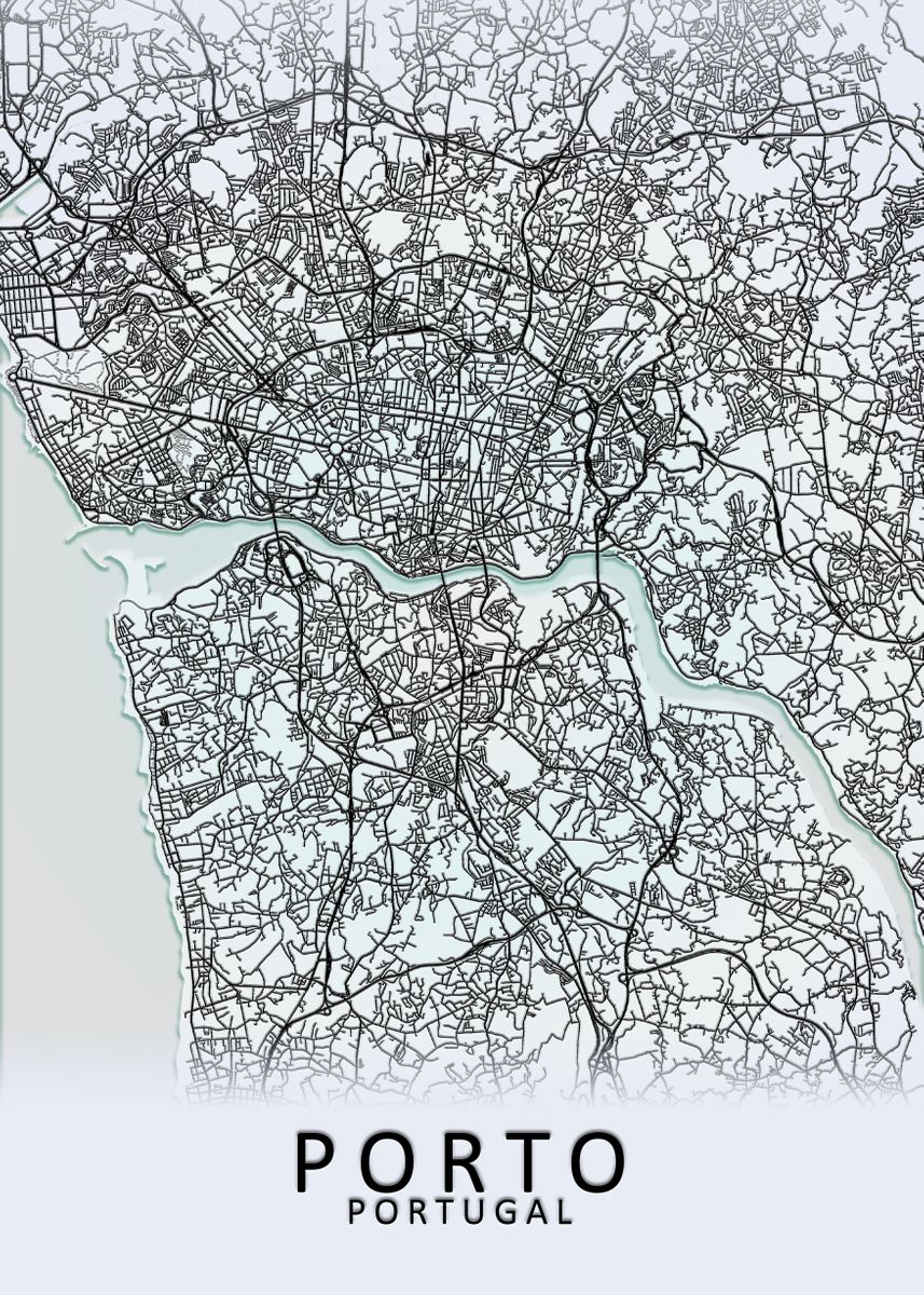 'Porto Portugal City Map' Poster, picture, metal print, paint by City ...