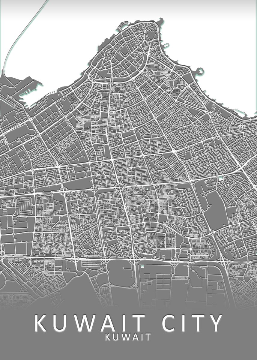 'Kuwait City Map' Poster, picture, metal print, paint by City Map Art ...