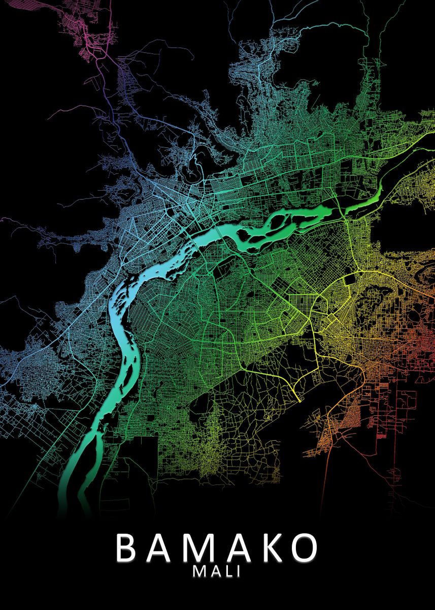 'Bamako Mali City Map' Poster, picture, metal print, paint by City Map ...
