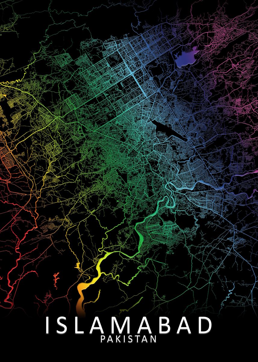 'Islamabad Pakistan CityMap' Poster, picture, metal print, paint by ...