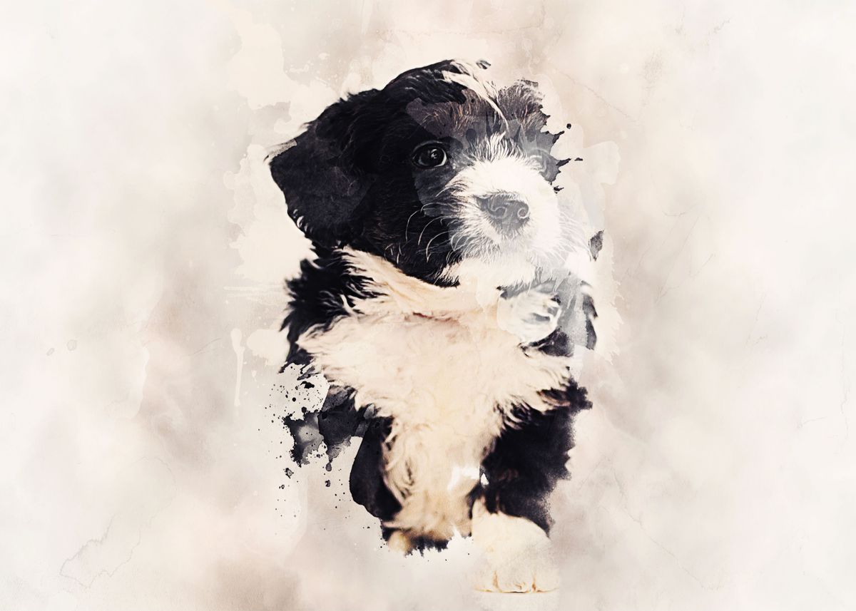 ' Bernedoodle Classic Sepia' Poster by Family Cutey | Displate