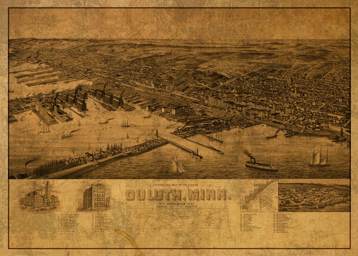 'Duluth Minnesota Map 1893' Poster by Design Turnpike | Displate