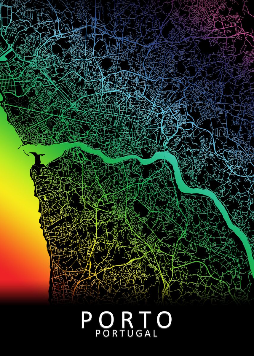 'Porto Portugal City Map' Poster by City Map Art Prints | Displate