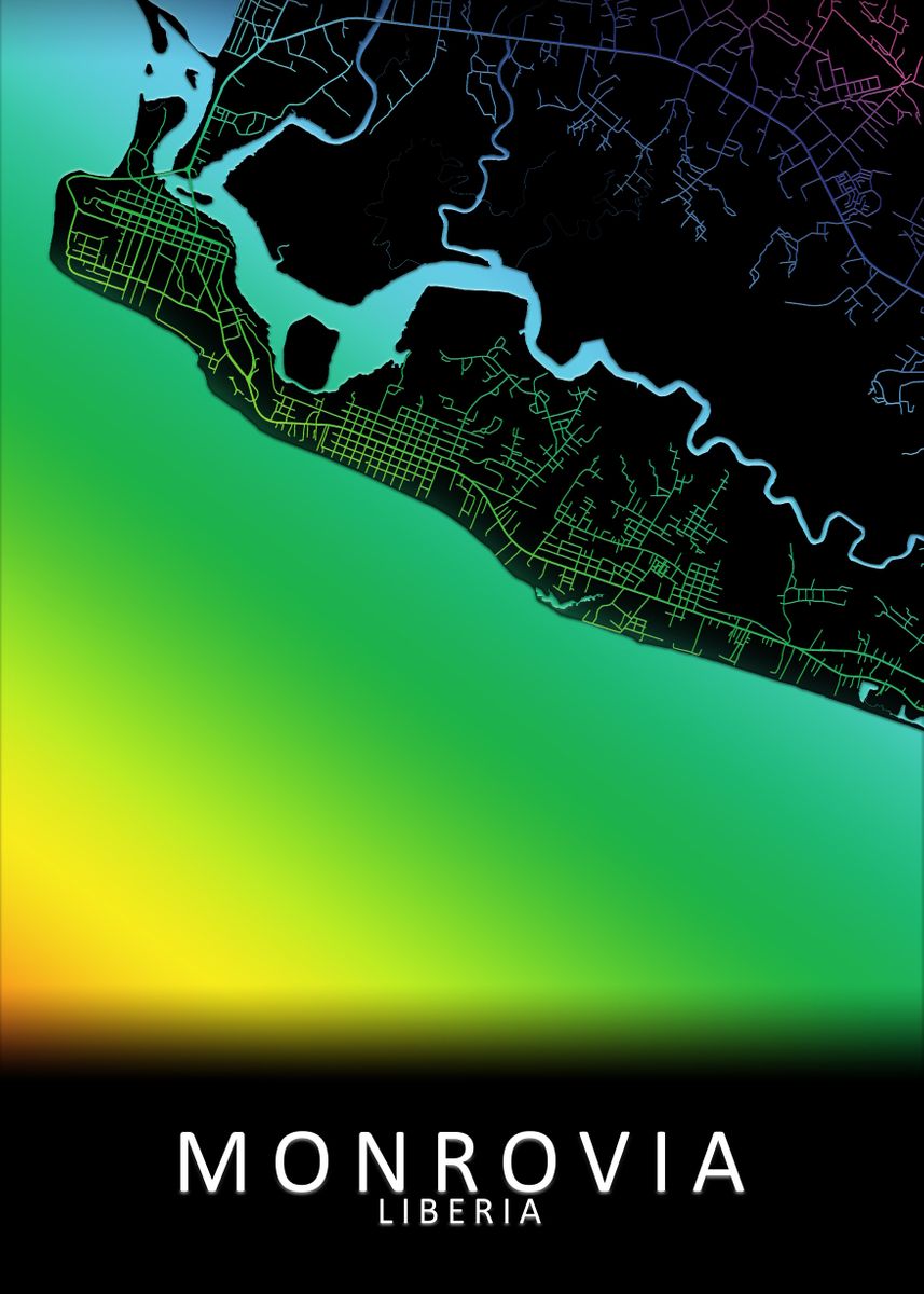 'Monrovia Liberia City Map' Poster by City Map Art Prints | Displate