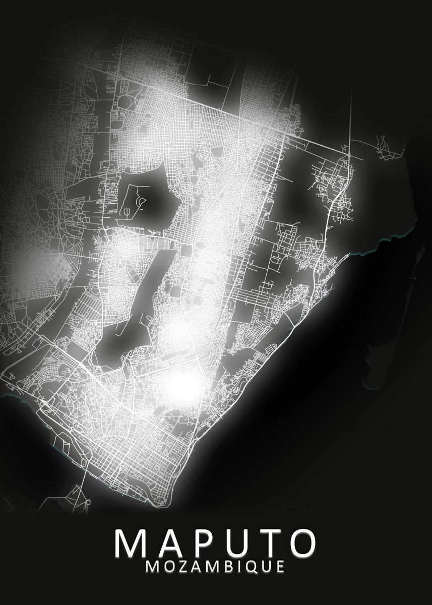 'Maputo Mozambique City Map' Poster by City Map Art Prints | Displate