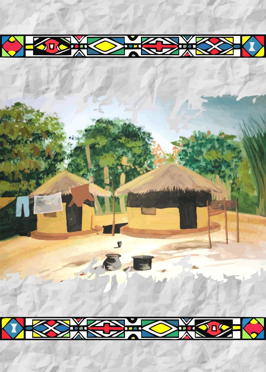 'African Homestead' Poster by Don Munene | Displate