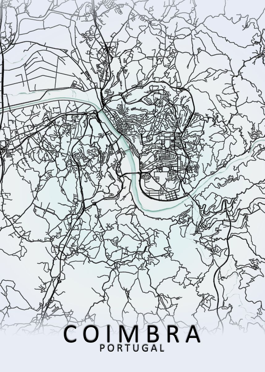 'Coimbra Portugal City Map' Poster, picture, metal print, paint by City ...