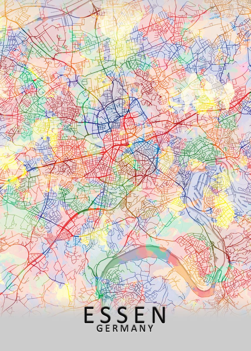 'Essen Germany City Map' Poster, picture, metal print, paint by City ...