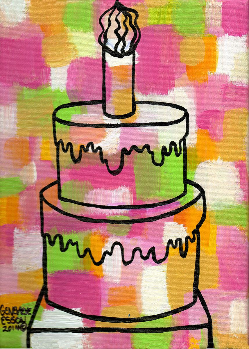 'Pink Cake Art' Poster, picture, metal print, paint by Genevieve Esson ...