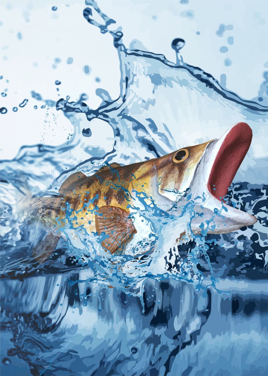 'Fish splash water' Poster, picture, metal print, paint by Don Munene ...