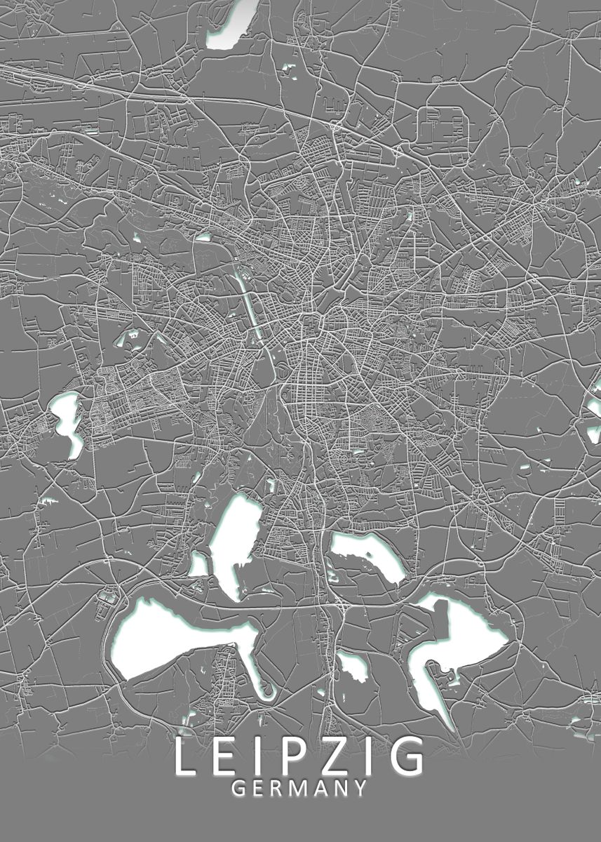 'Leipzig Germany City Map' Poster, picture, metal print, paint by City ...