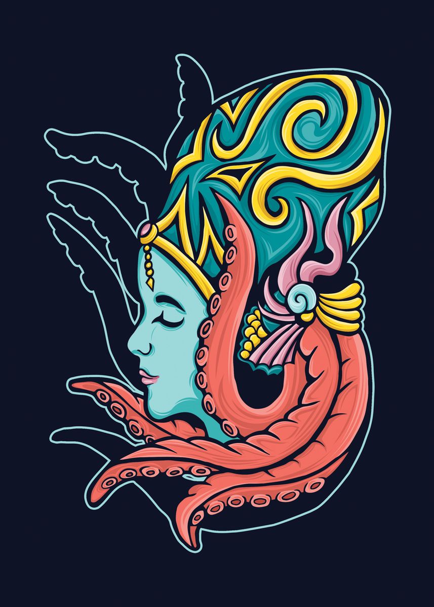 'Queen Octopus' Poster by Catur Pribadi | Displate