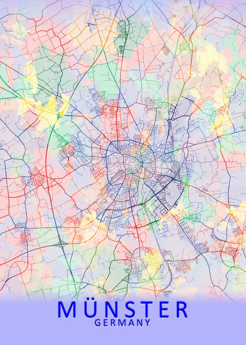 'Munster Germany City Map' Poster, picture, metal print, paint by City ...