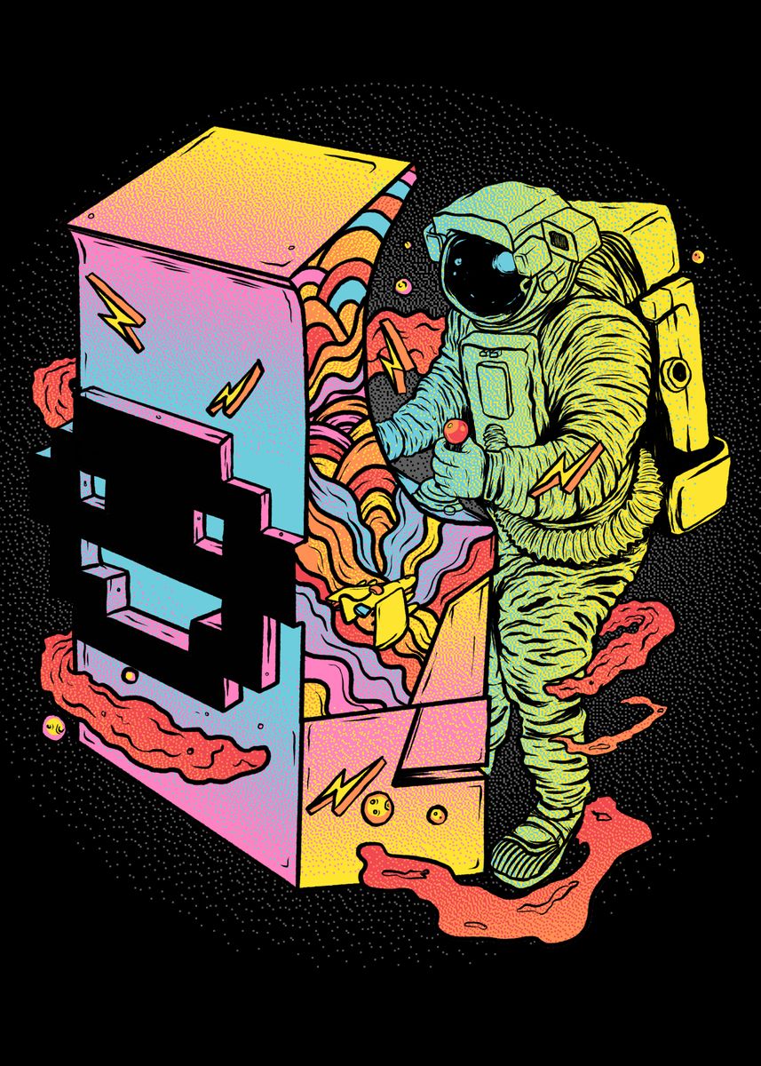 'Space Arcade' Poster, picture, metal print, paint by RJ Artworks ...