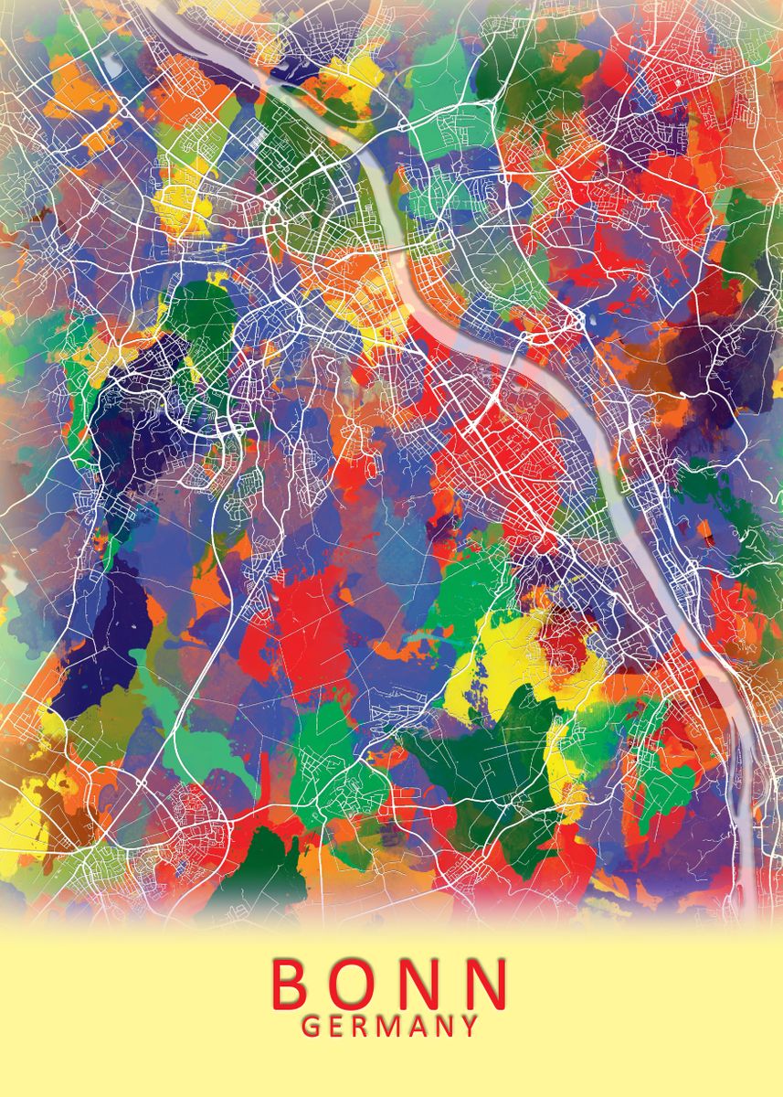 'Bonn Germany City Map' Poster, picture, metal print, paint by City Map ...