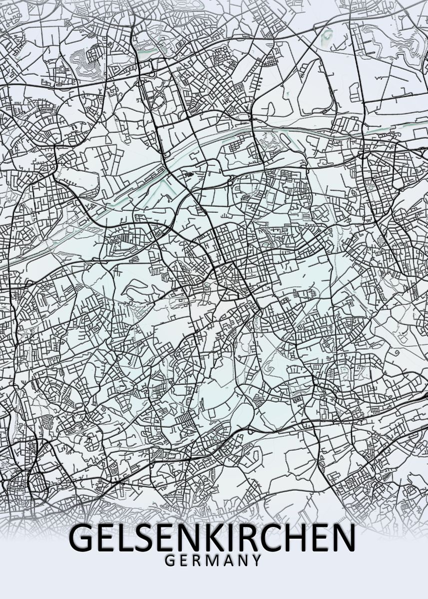 'Gelsenkirchen Germany Map' Poster, picture, metal print, paint by City ...