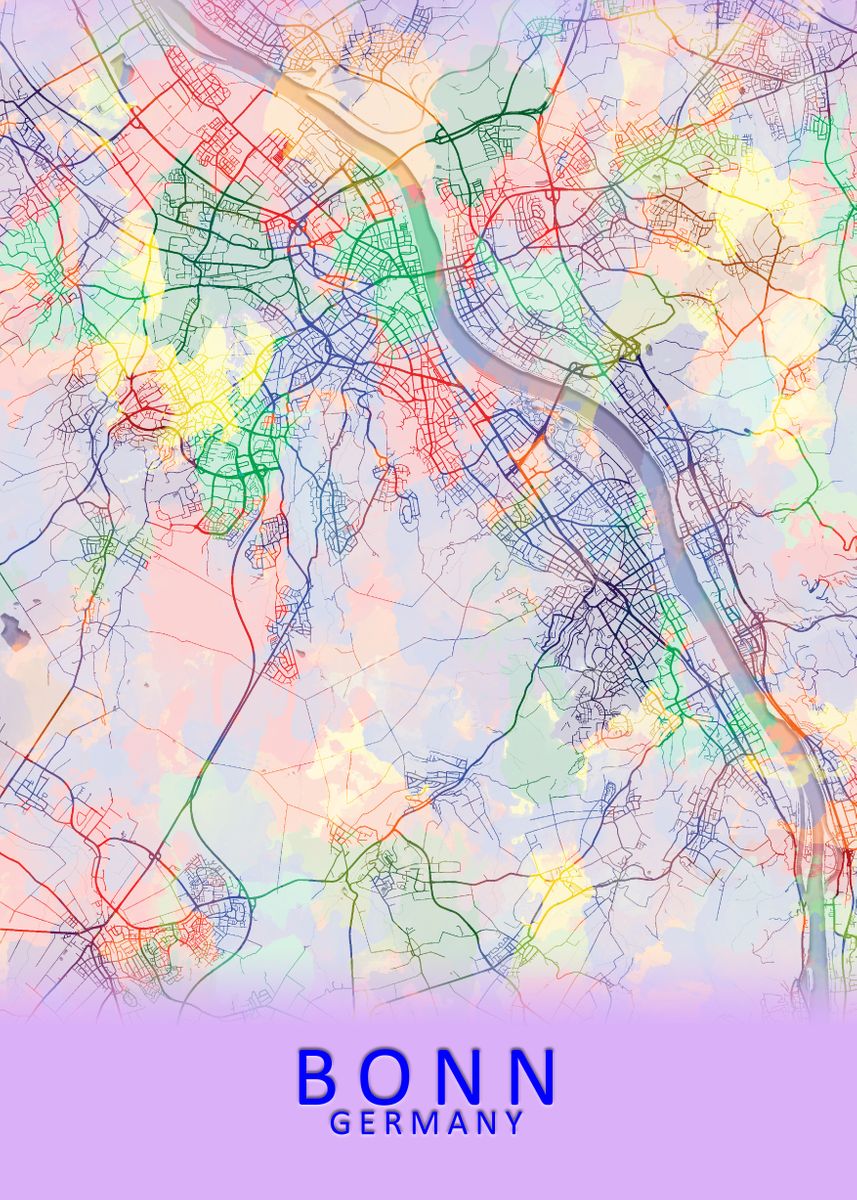 'Bonn Germany City Map' Poster, picture, metal print, paint by City Map ...