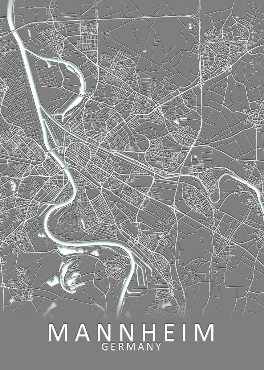 'Mannheim Germany City Map' Poster by City Map Art Prints | Displate