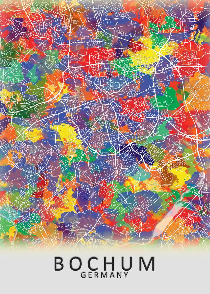 'Bochum Germany City Map' Poster, picture, metal print, paint by City ...