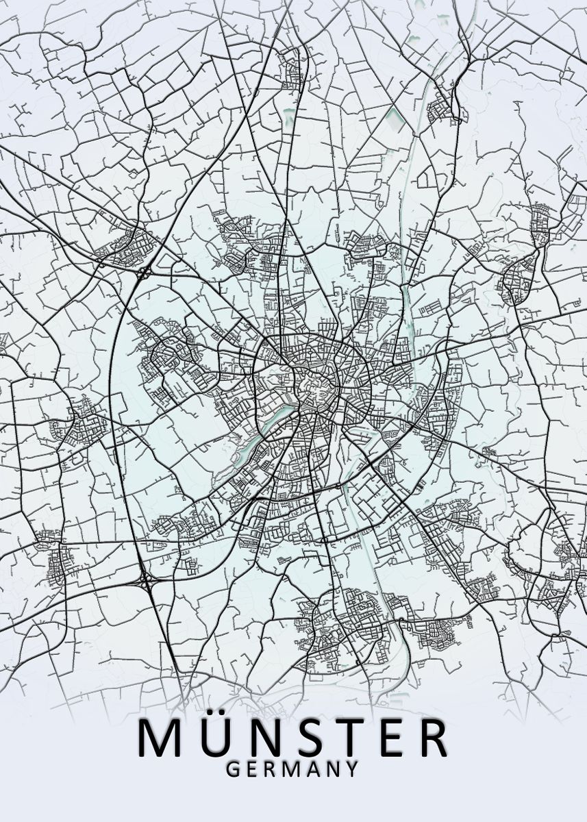 'Munster Germany City Map' Poster, picture, metal print, paint by City ...